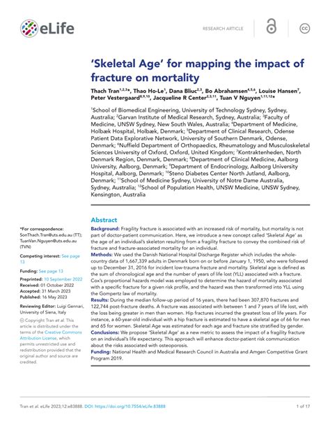 Pdf Skeletal Age For Mapping The Impact Of Fracture On Mortality