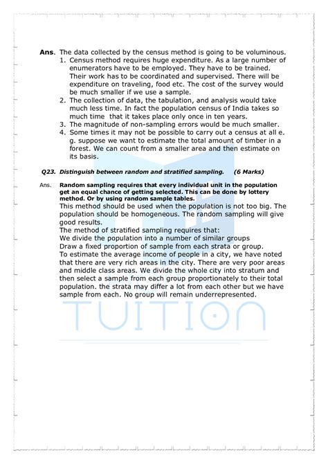 Important Questions For Class Economics Statistics Chapter Collection Of Data