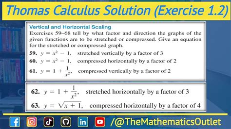 Thomas Calculus Chapter 1 Solution Exercise 12 Q59 To Q63 Lec 37 Youtube