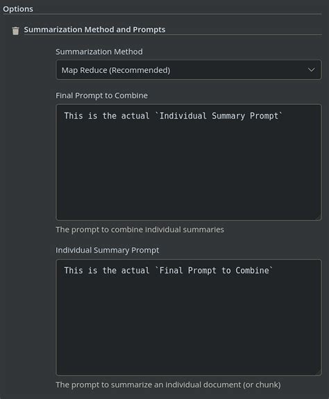 Summarization Chain Final Prompt And Individual Summary Descriptions Are Inverted Questions