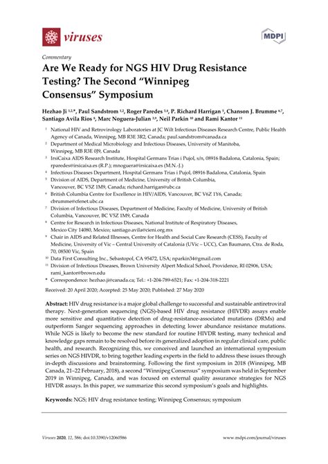 Pdf Are We Ready For Ngs Hiv Drug Resistance Testing The Second Winnipeg Consensus” Symposium