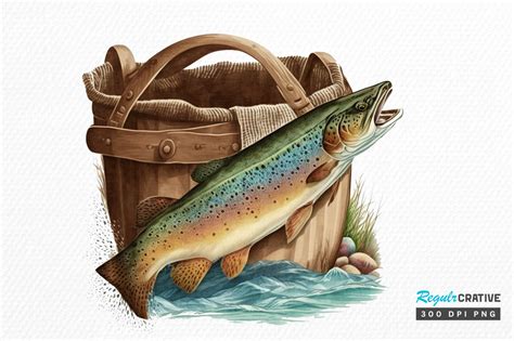 Watercolor Fishing Clipart Png Design Graphic By Regulrcrative