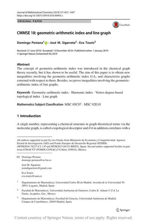 cmmse 18 geometric arithmetic index and line graph request pdf