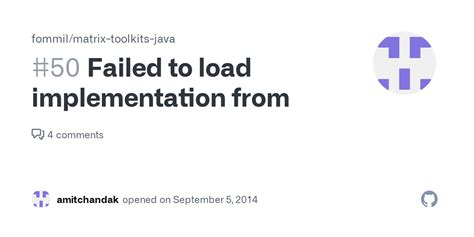 Failed To Load Implementation From Issue 50 Fommil Matrix Toolkits