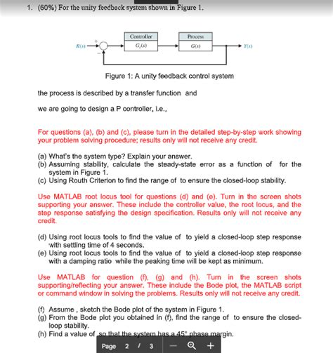 Solved For The Unity Feedback System Shown In Chegg Com