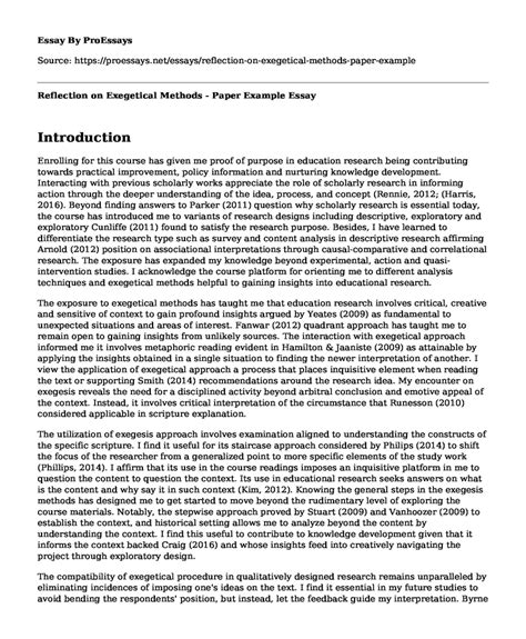 📚 Reflection On Exegetical Methods Paper Example Free Essay Term