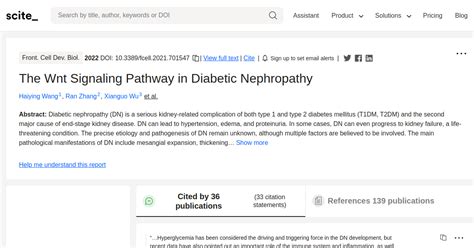 The Wnt Signaling Pathway In Diabetic Nephropathy [scite Report]