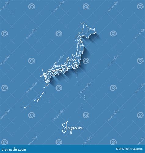 日本地区地图：与白色概述的蓝色和 向量例证 插画 包括有 地质 聚会所 地球 公民身份 映射 旅途 98171204