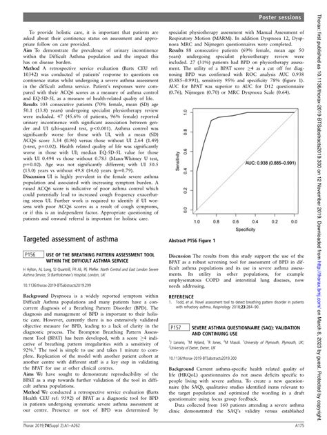 Pdf P157 Severe Asthma Questionnaire Saq Validation And Continuing Use