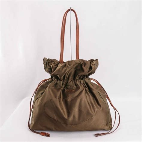 Prada Prada Tessuto Drawstring Tote Bag Brown Håndtaske Catawiki