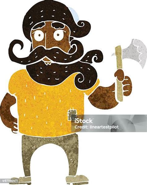 Kartun Penebang Pohon Dengan Kapak Ilustrasi Stok Unduh Gambar