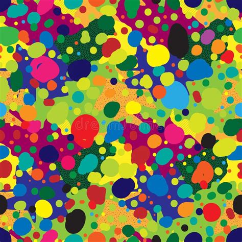 Seamless Repeating Pattern Of Multi Colored Spots And Dots Stock Vector Illustration Of
