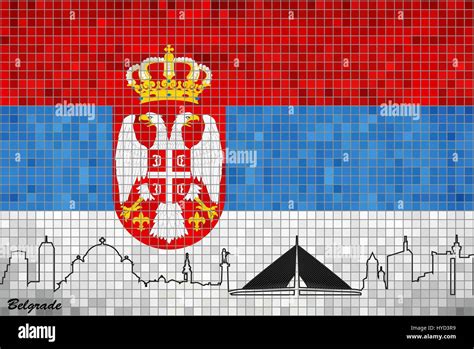 Flag Of Serbia With Belgrade Motive Inside Illustration Serbian Flag