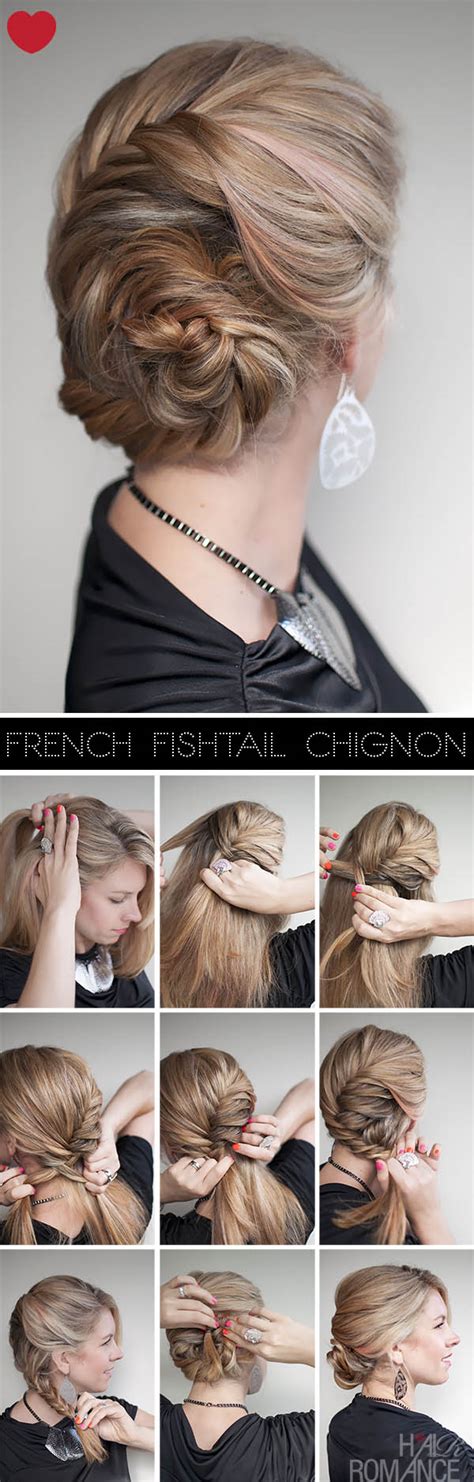Hairstyle Tutorial French Fishtail Braid Chignon Hair Romance