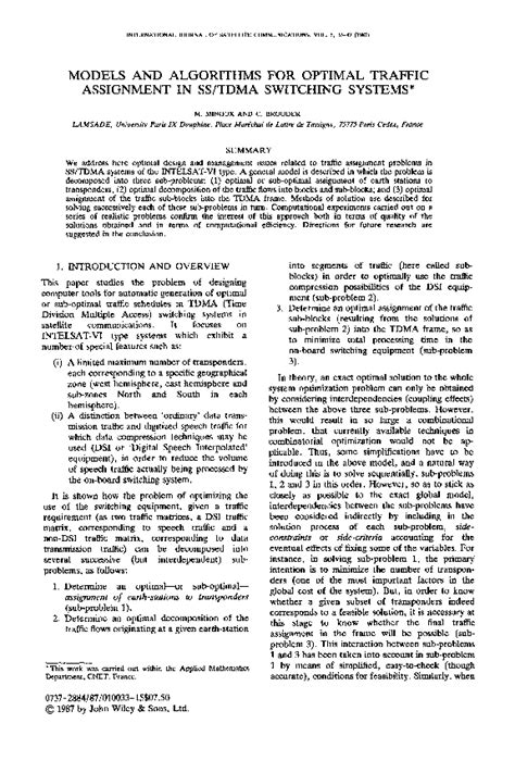 pdf models and algorithms for optimal traffic assignment in ss tdma