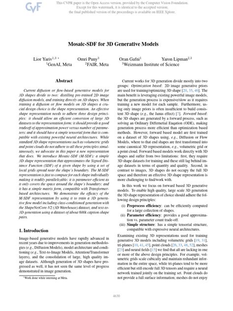 yariv mosaic sdf for 3d generative models cvpr 2024 paper pdf 3 d