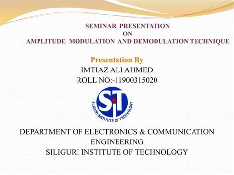 Amplitude Modulation And Demodulation Technique Pptx
