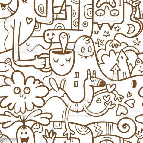 흰색 배경에 귀여운 만화 괴물과 원활한 초현실적 인 패턴 다양한 생물배경 화면 재미있는 낙서 뱀과 용으로 인쇄합니다 낙서 드로잉에 대한 스톡 벡터 아트 및 기타 이미지