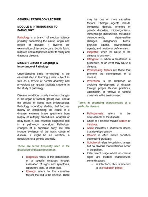 General Pathology Lecture M1 3 Reviewer Download Free Pdf Inflammation Necrosis