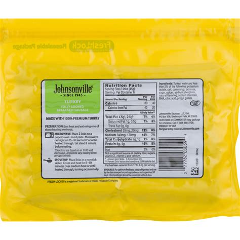 Johnsonville Turkey Sausage Nutrition Information Bios Pics