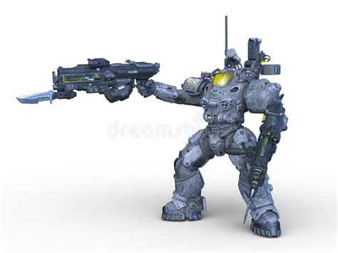 3d Rendering Of A Battle Robot Stock Illustration Illustration Of