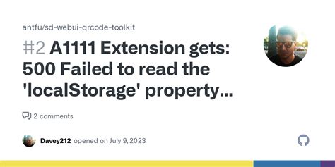 A1111 Extension Gets 500 Failed To Read The Localstorage Property