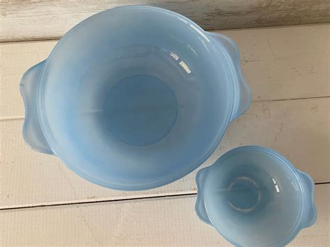 1958 Jaj Pyrex Blue Sprayware Bowls Two Bowl Set A Two Pint Etsy Canada