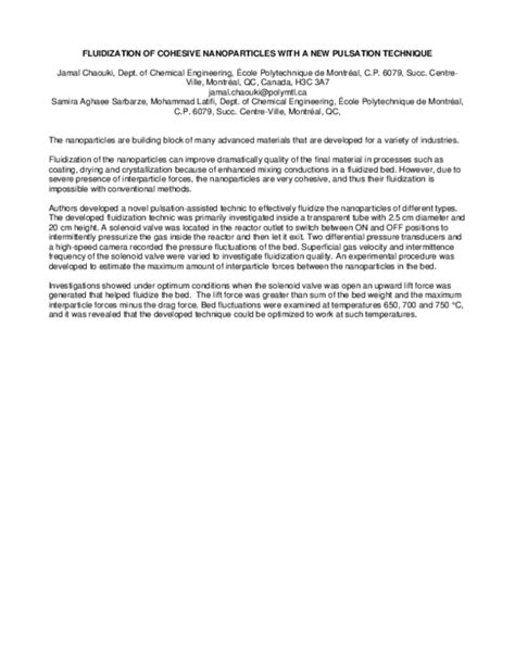 Pdf Fluidization Of Cohesive Nanoparticles With A New Pulsation