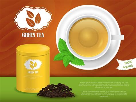 Premium Vector Realistic Detailed 3d Green Tea Ads Vector
