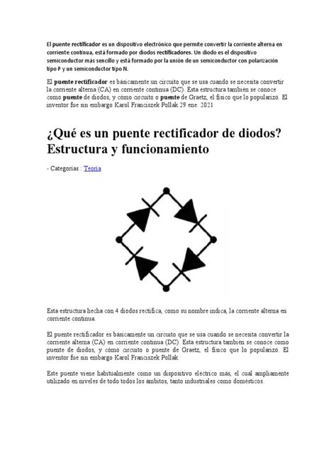 Cómo Funciona Un Puente Rectificador De Diodos Estructura