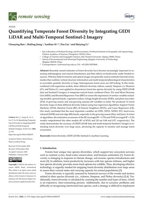 Pdf Quantifying Temperate Forest Diversity By Integrating Gedi Lidar