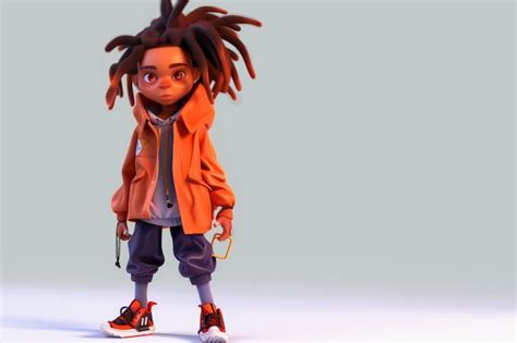 Premium Photo Cartoon Character With Long Dreadlocks Fashionably Dressed
