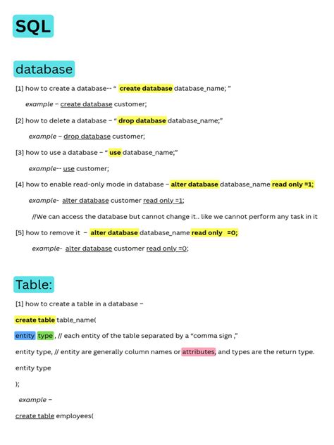 Sql Pdf Databases Table Database