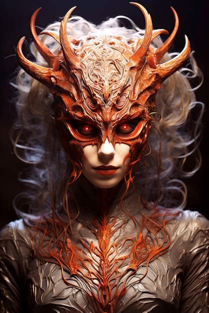 Premium Photo Woman Witch Demoness Devil With Horns