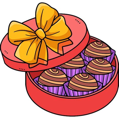 Boîte De Chocolats Clipart Coloré De Dessin Animé Vecteur Premium