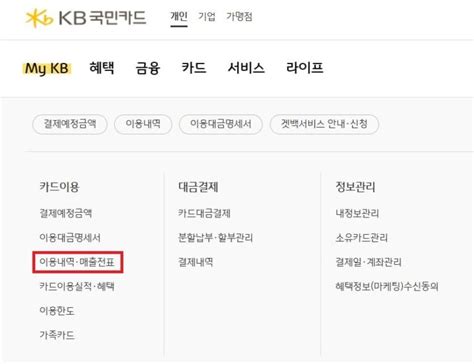 국민카드 영수증 매출전표 출력 방법