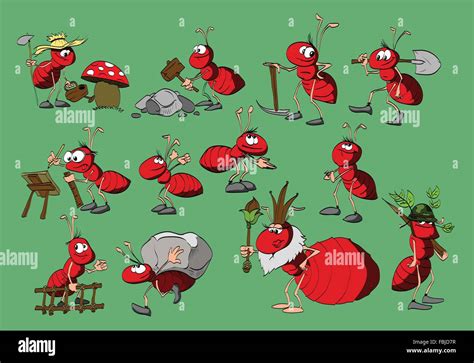 Colecci N De Personajes De Dibujos Animados De Hormigas Vector Premium