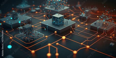 An Illustration Of A Decentralized Network With Multiple Nodes Connected Through Blockchain