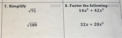 Solved 7 Simplify 8 Factor The Following