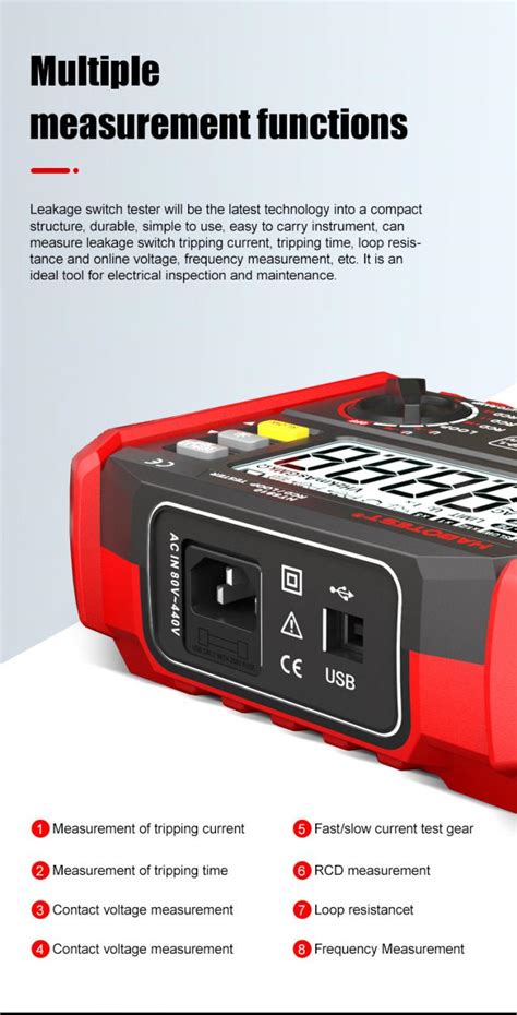 HT5910 Leakage Switch Tester LCD Digital Resistance Meter RCD Loop