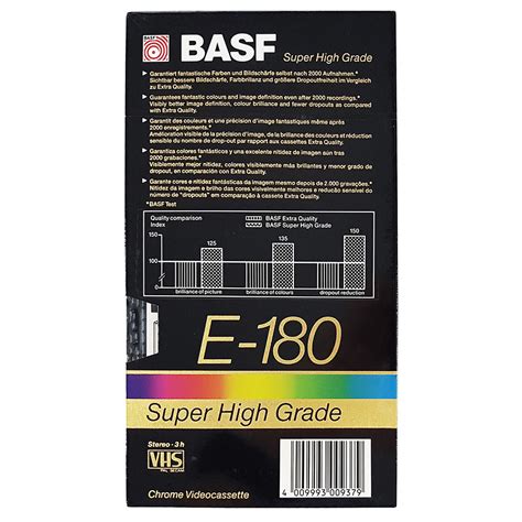 Basf E180 Super High Grade Vhs Cassette Tape Retro Style Media