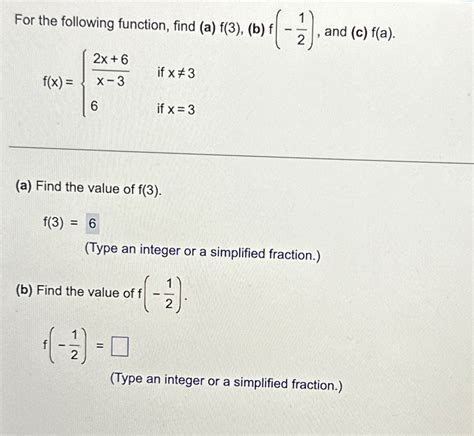 solved for the following function find a f 3 b f 12