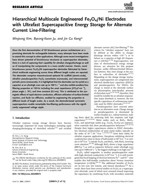 Pdf Hierarchical Multiscale Engineered Fe3o4 Ni Electrodes With