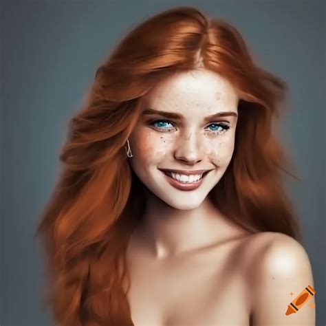Portrait Of A Woman With A Shy Smile And Freckles