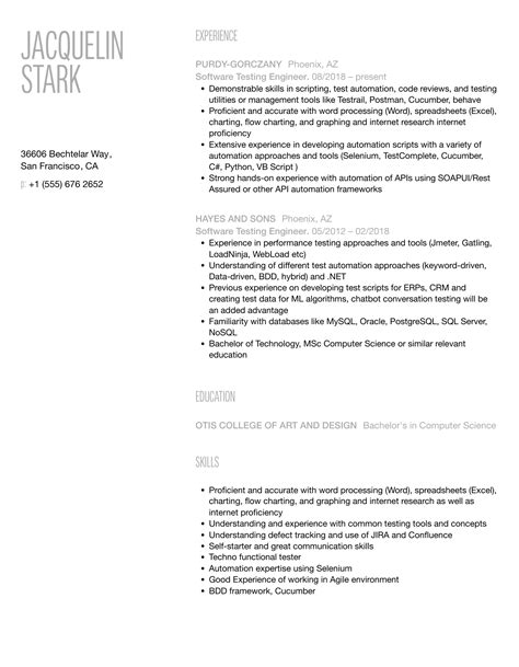 Software Testing Engineer Resume Samples Velvet Jobs