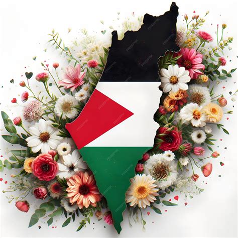 Premium Photo 3d Render Of Palestine Map With Flowers And Palestine