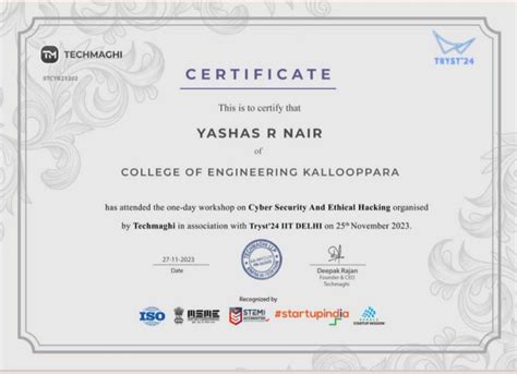 yashas r nair on linkedin techmaghi cybersecurity ethicalhacking