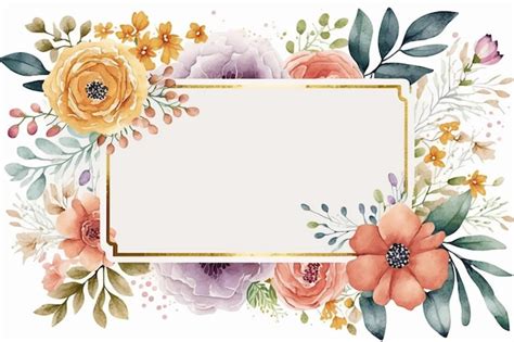 수채화 꽃 프레임 배경 프리미엄 사진