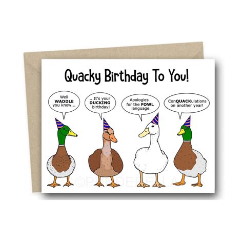 Duck Birthday Card Puns Ducks Punny Mallard Pun Greeting Card Etsy