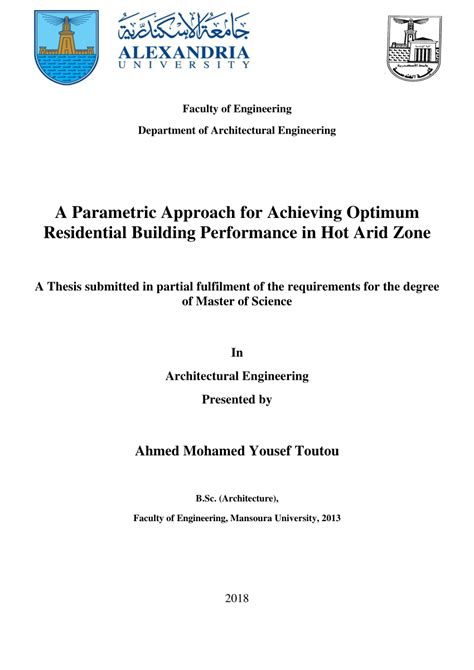 Pdf A Parametric Approach For Achieving Optimum Residential Building Performance In Hot Arid Zone